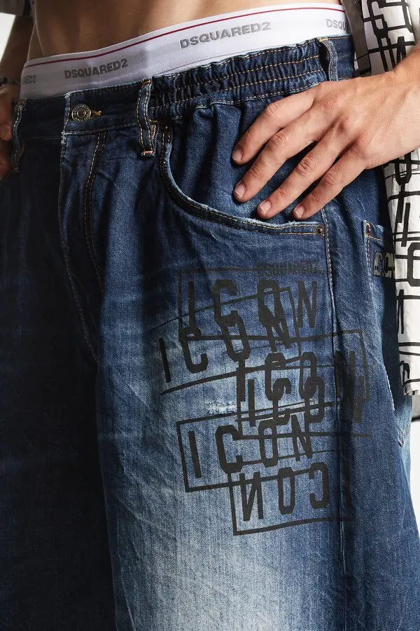 Dsquared2 Icon Dark Wash Denim Bermuda Shorts
