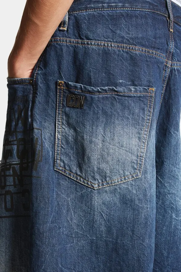 Dsquared2 Icon Dark Wash Denim Bermuda Shorts