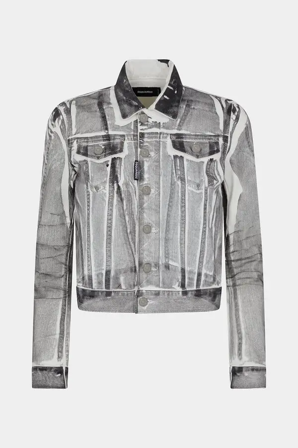Dsquared2 Icon White Coal Wash Denim Jacket - Grey