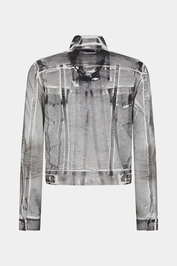 Dsquared2 Icon White Coal Wash Denim Jacket