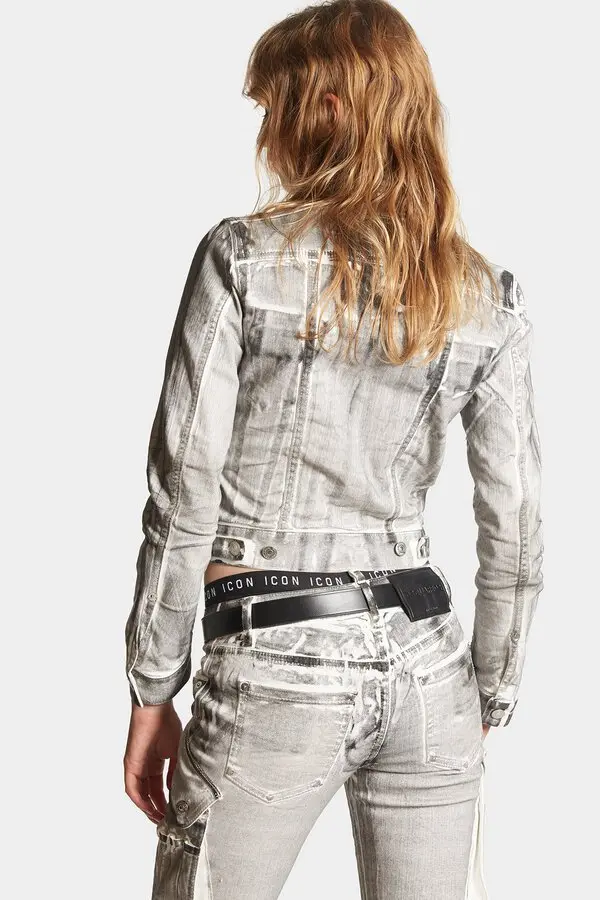 Dsquared2 Icon White Coal Wash Denim Jacket