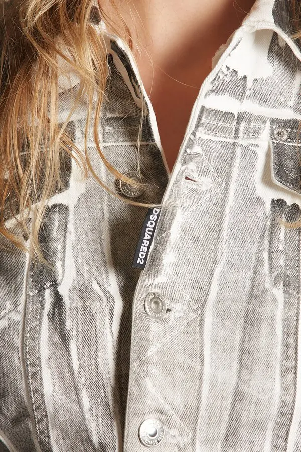 Dsquared2 Icon White Coal Wash Denim Jacket
