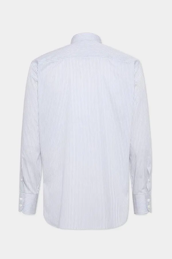 Dsquared2 Striped Cotton Shirt With Micro Logo Print - Blue