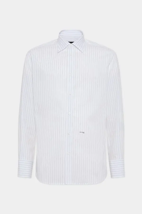 Dsquared2 Striped Cotton Shirt With Micro Logo Print - Fantasy
