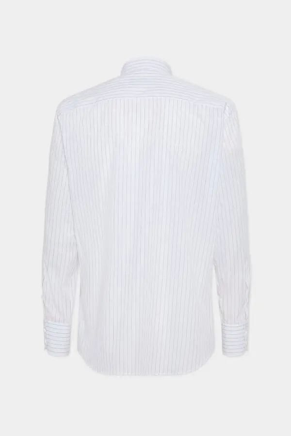 Dsquared2 Striped Cotton Shirt With Micro Logo Print - Fantasy
