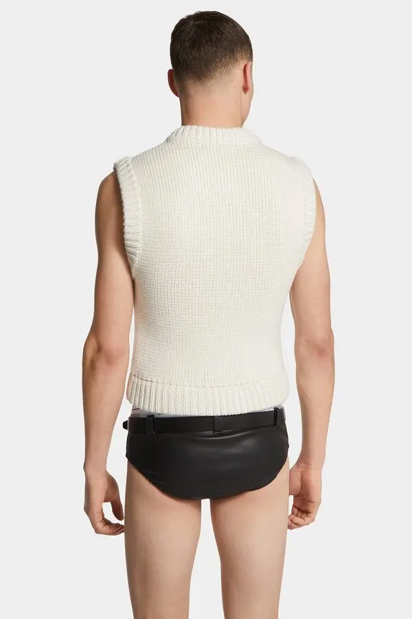 Dsquared2 Magliano X Leather Argyle Knit Vest