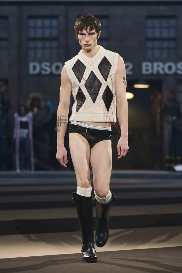 Dsquared2 Magliano X Leather Argyle Knit Vest