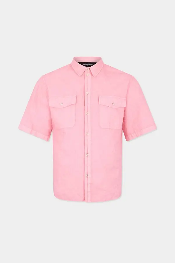 Dsquared2 Short Sleeve Linen Shirt - Pink