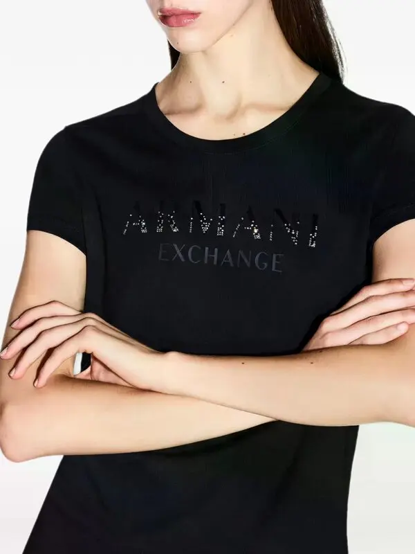 Armani Exchange Rhinestone Embellished Logo T-shirt