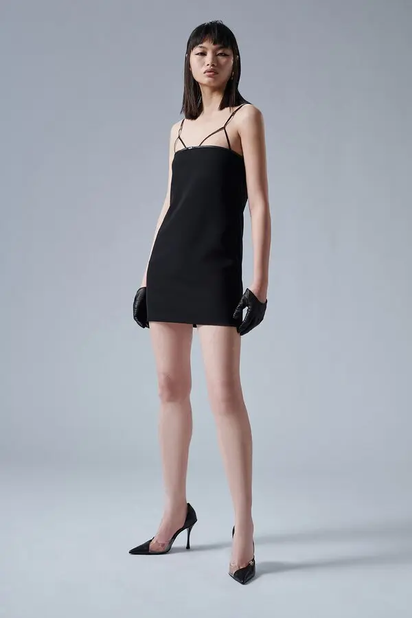 Dsquared2 Icon Leather Trim Mini Dress