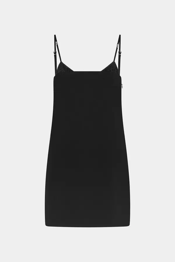 Dsquared2 Icon Leather Trim Slip Dress - Black