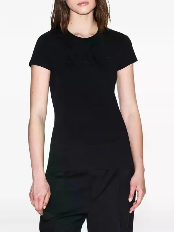 Armani Exchange Rhinestone Embellished Logo T-shirt