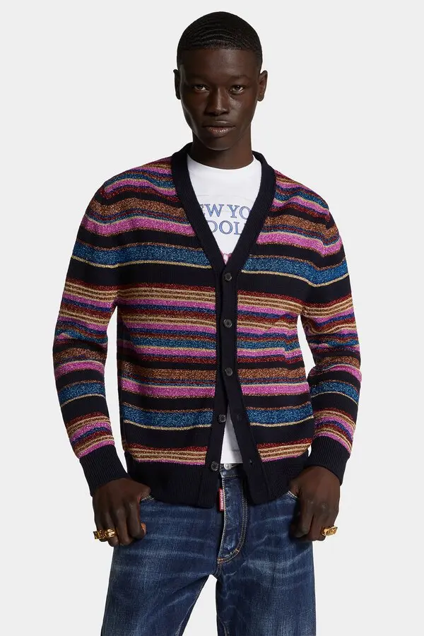 Dsquared2 Striped Metallic Yarn Cardigan
