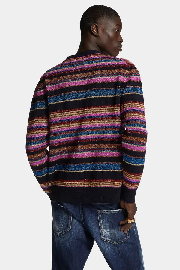 Dsquared2 Striped Metallic Yarn Cardigan