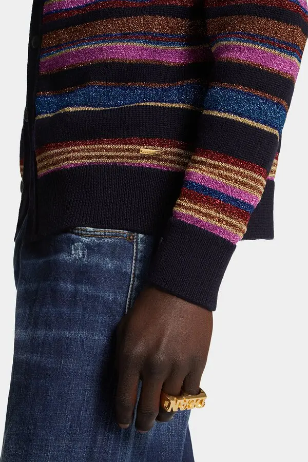 Dsquared2 Striped Metallic Yarn Cardigan