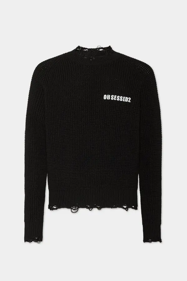 Dsquared2 Obsessed" Distressed Knit Pullover - Black