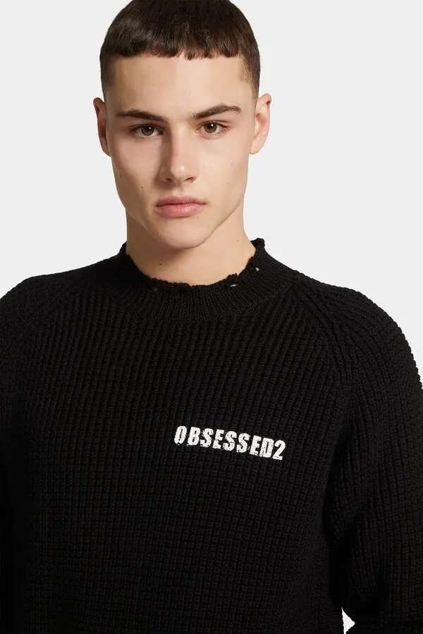 Dsquared2 Obsessed" Distressed Knit Pullover