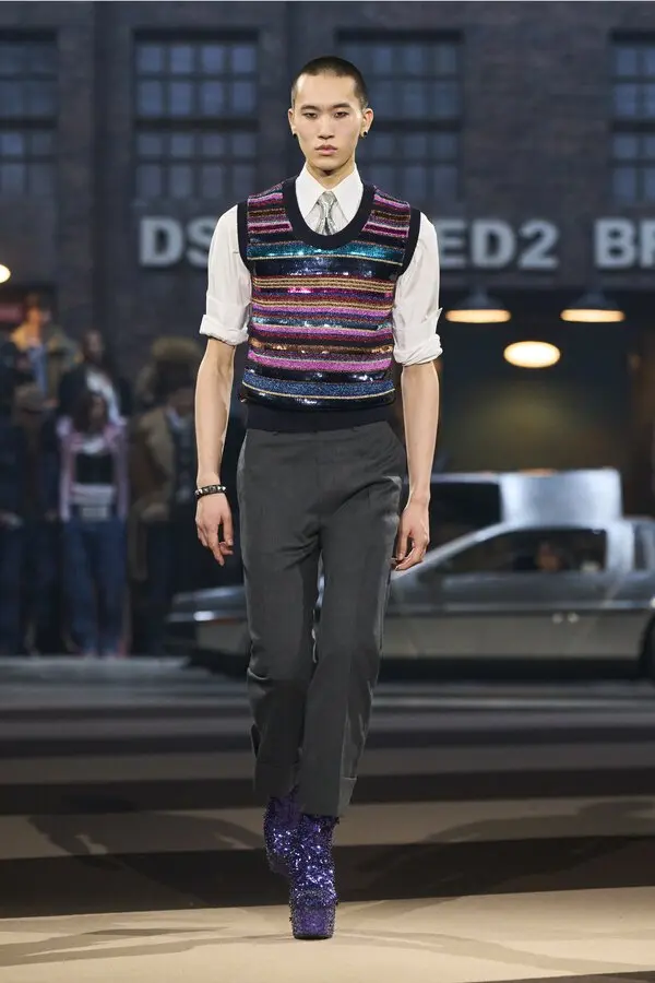 Dsquared2 Striped Sequin Vest