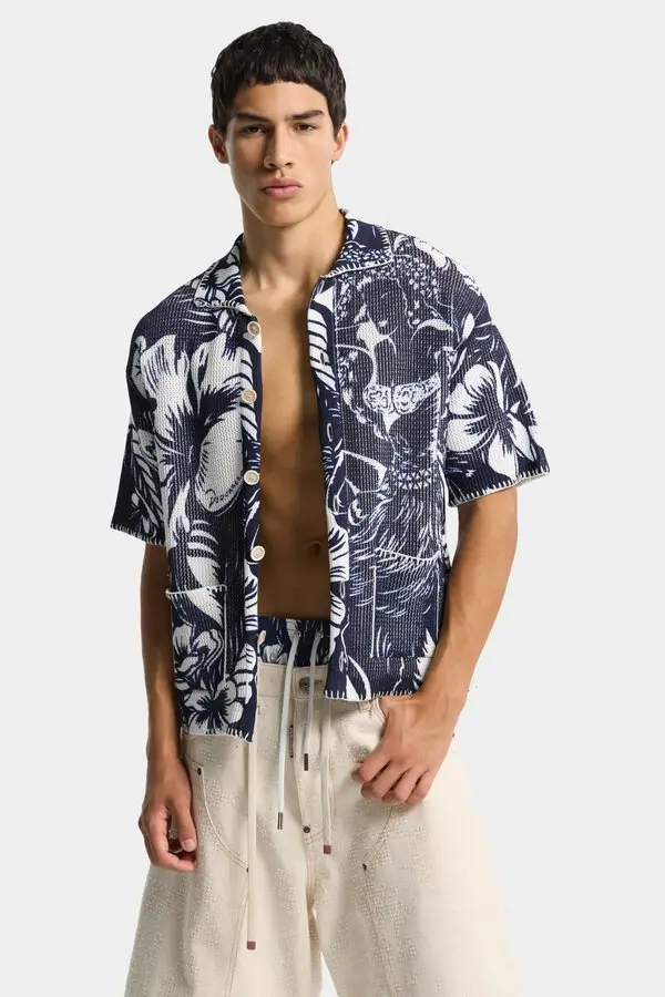 Dsquared2 Dancing Flowers Short Sleeve Polo Shirt