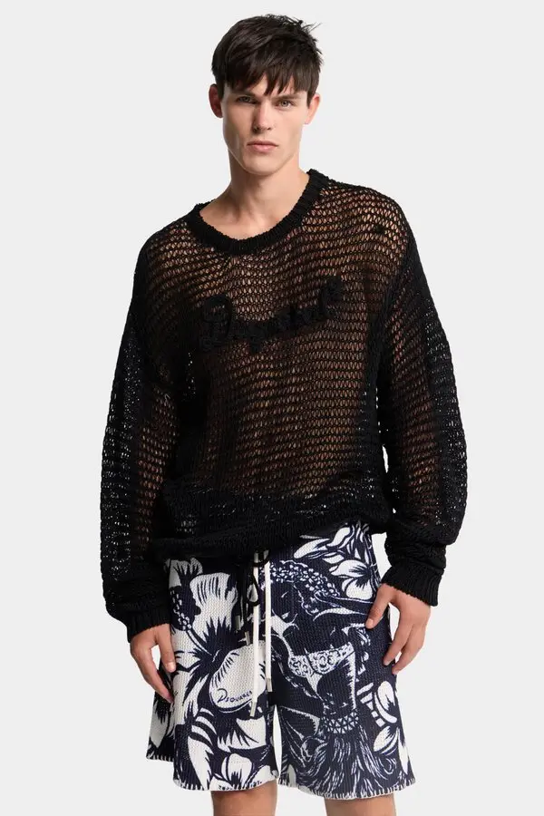 Dsquared2 Open Work Pullover With Drawstring Hem