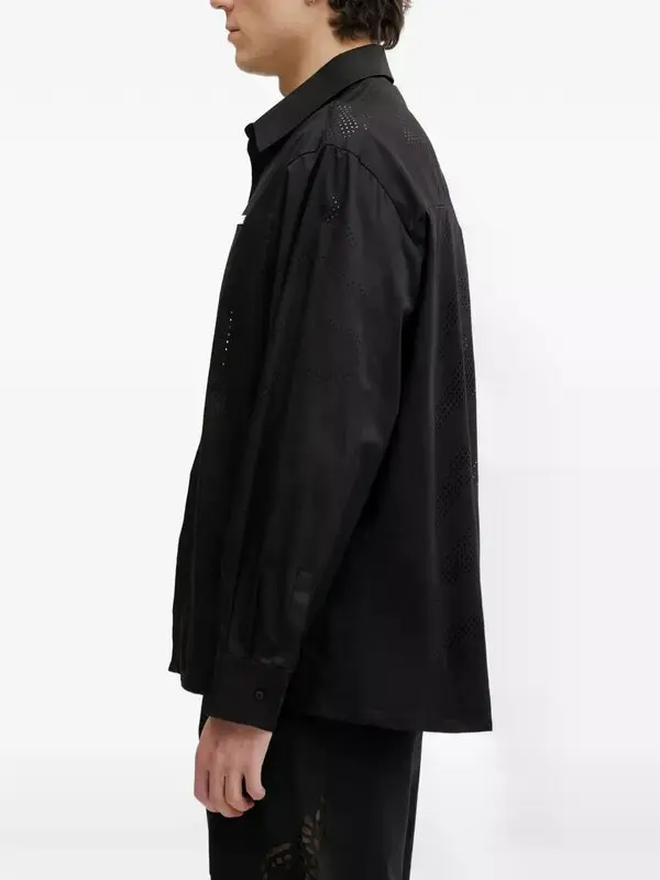HELIOT EMIL Alsoran Perforated-detail Logo-plaque Shirt