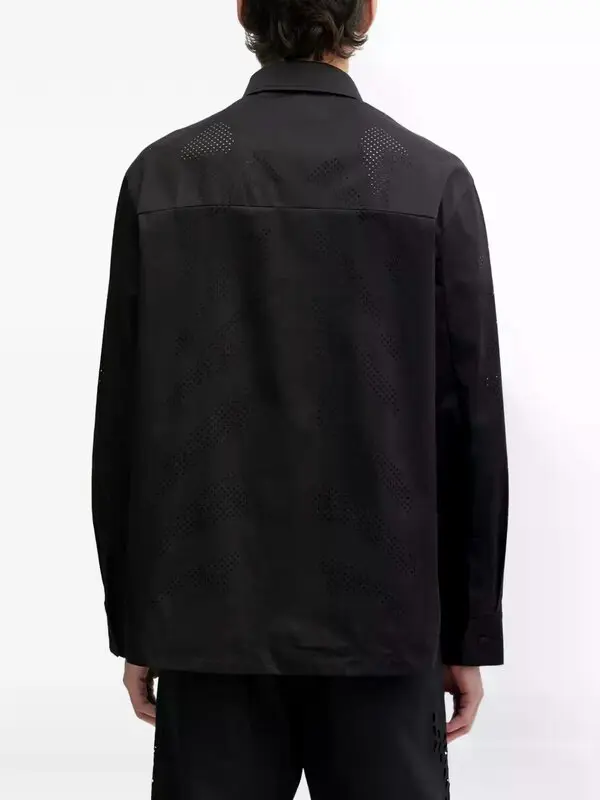 HELIOT EMIL Alsoran Perforated-detail Logo-plaque Shirt
