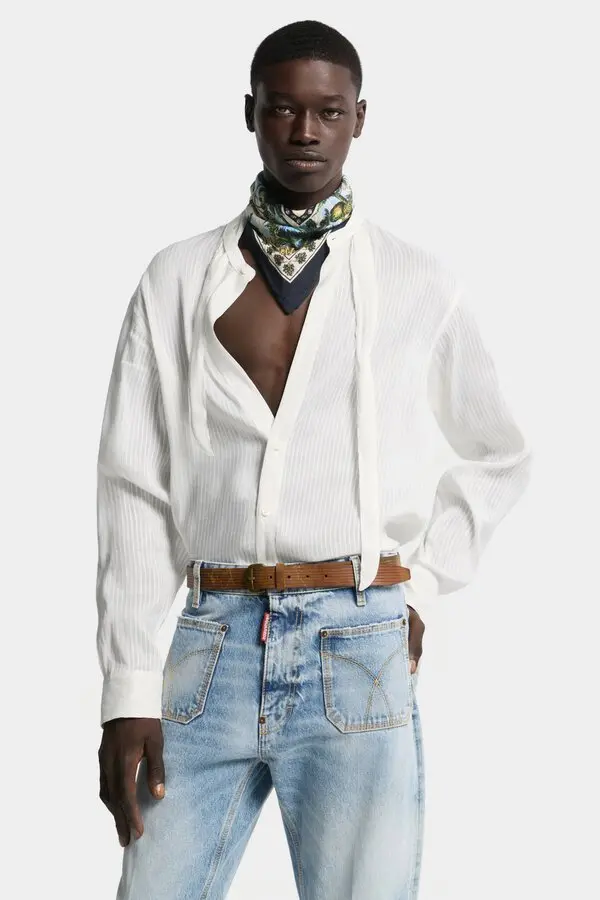 Dsquared2 Linen Tie Dropped Shoulder Shirt