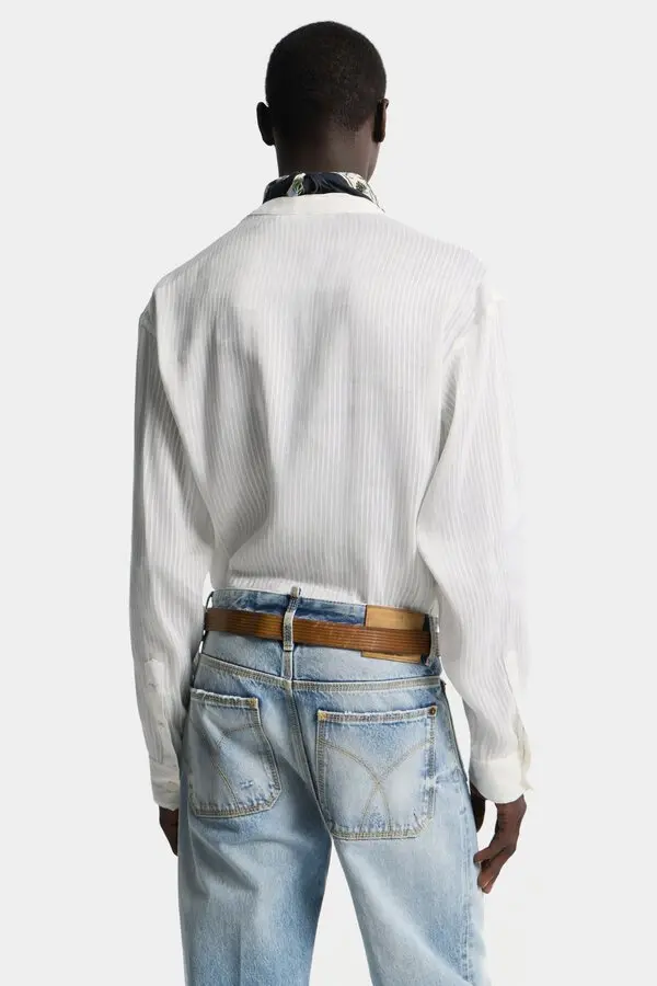 Dsquared2 Linen Tie Dropped Shoulder Shirt