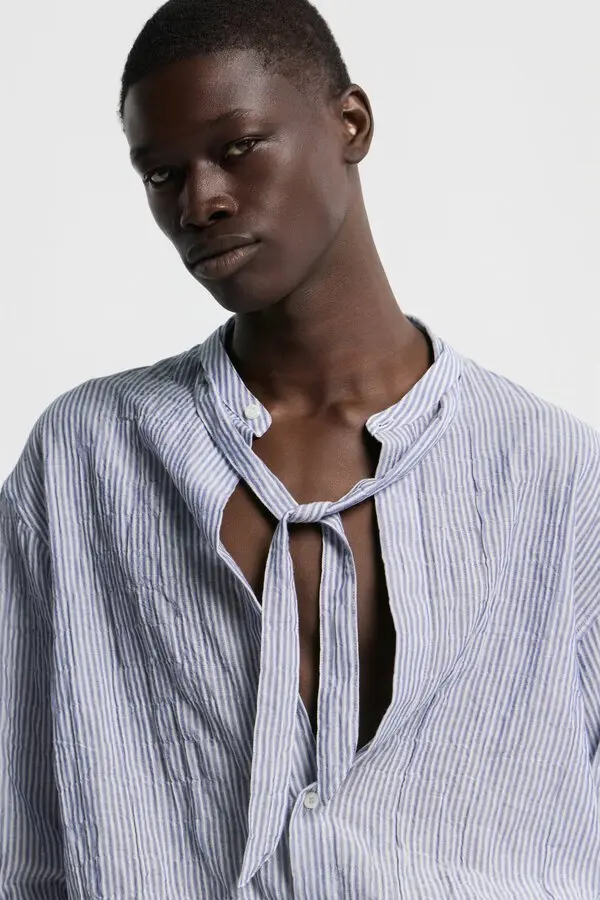 Dsquared2 Linen Tie Dropped Shoulder Shirt