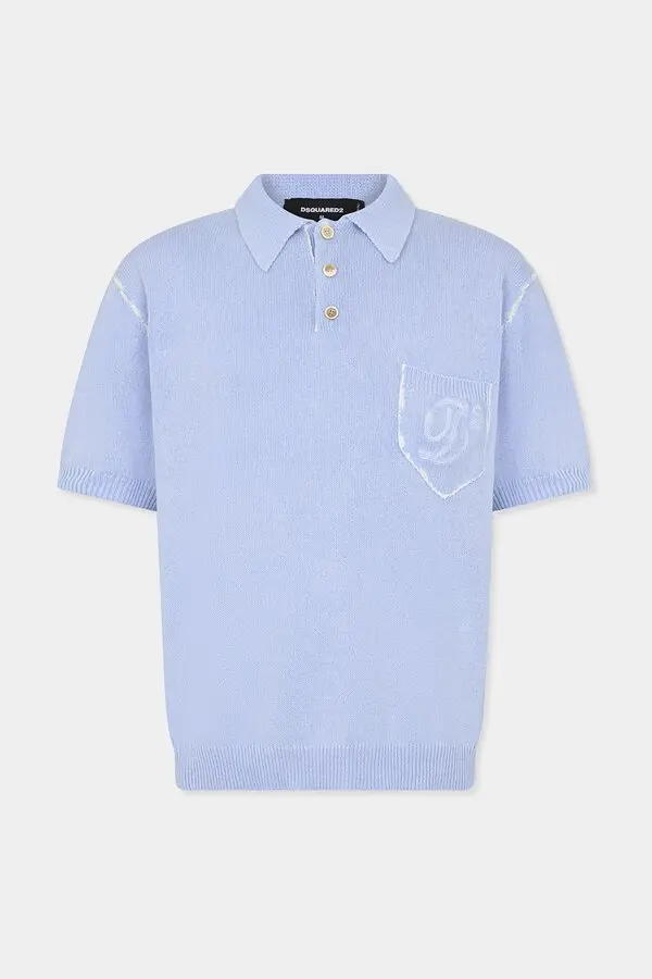 Dsquared2 Signature Knit Polo Shirt - Blue
