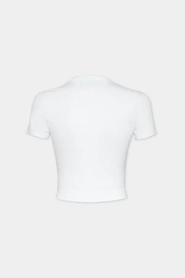 Dsquared2 Cropped Cotton Jersey Icon Print T-shirt