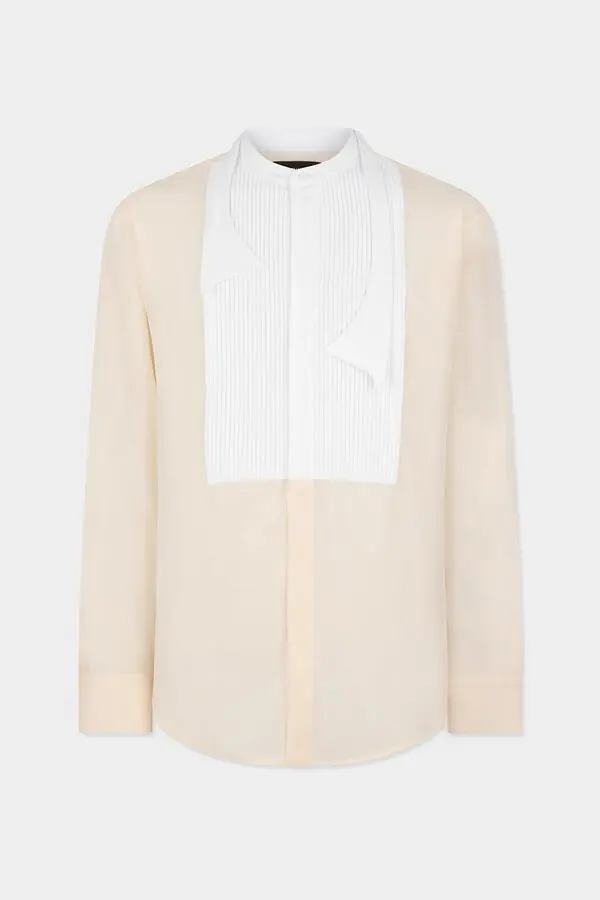 Dsquared2 Silk Satin Shirt With Plastron And Dropped Shoulders - Black