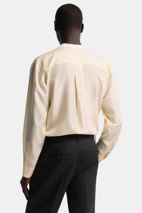 Dsquared2 Silk Satin Shirt With Plastron And Dropped Shoulders - Black