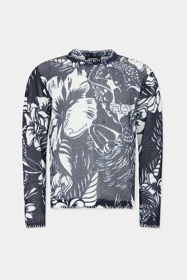 Dsquared2 Dancing Flowers Open-stitch Pullover - Black