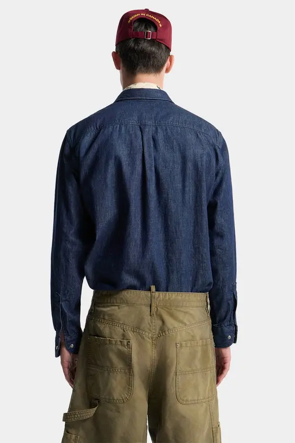 Dsquared2 Denim Biker Shirt With Zip Pockets