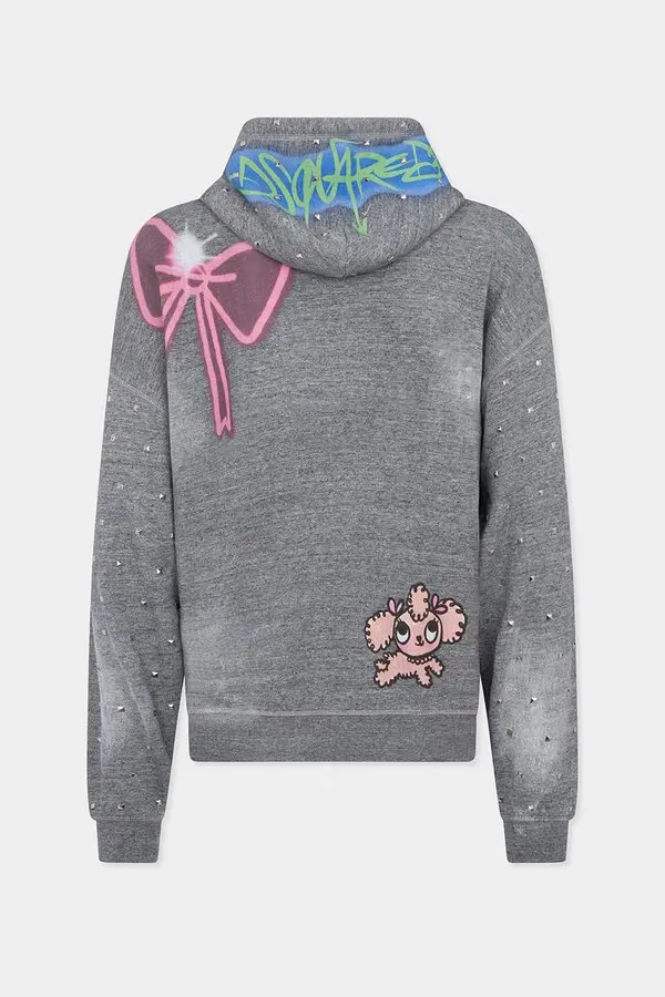Dsquared2 Graffiti Logo Embellished Zip-up Hoodie