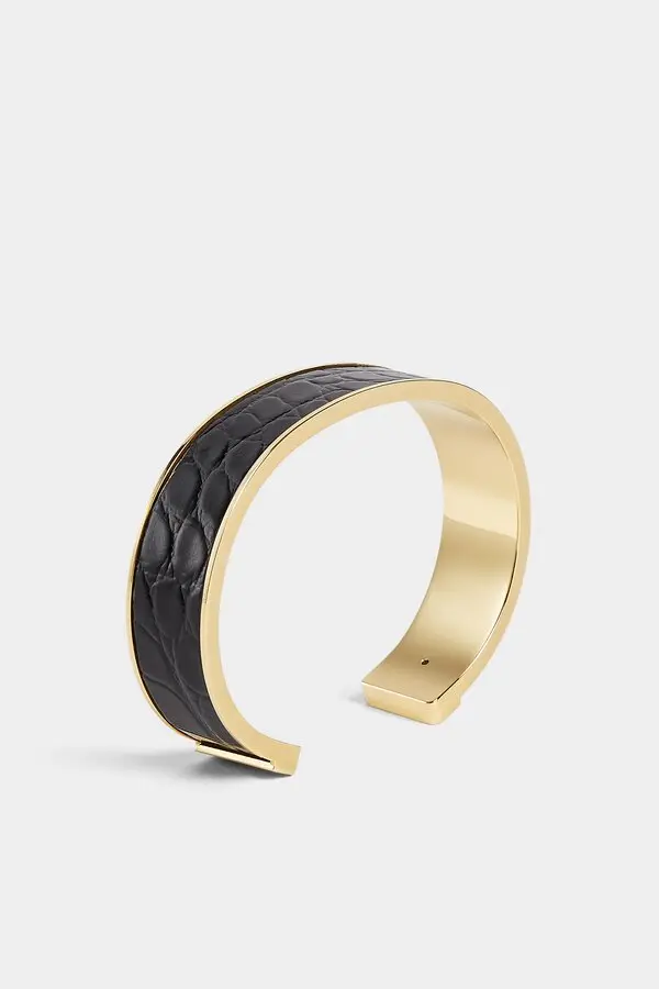 Dsquared2 Leather Cuff Bracelet - Gold/black