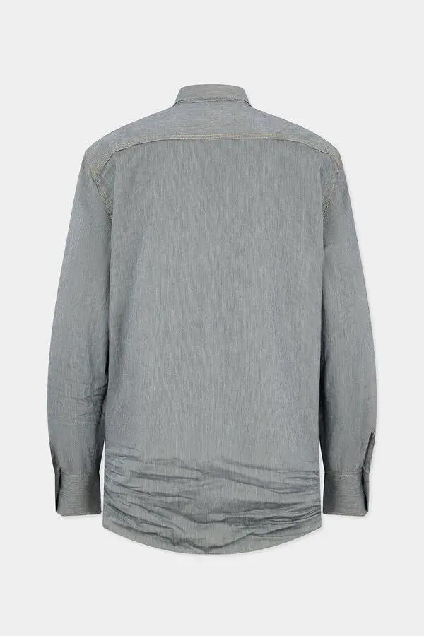 Dsquared2 Striped Denim Shirt With Embroidered Logo