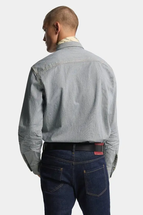 Dsquared2 Striped Denim Shirt With Embroidered Logo