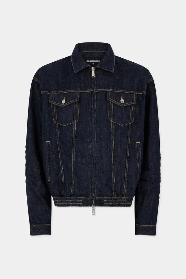 Dsquared2 Dark Wash Drawstring Jean Jacket - Blue
