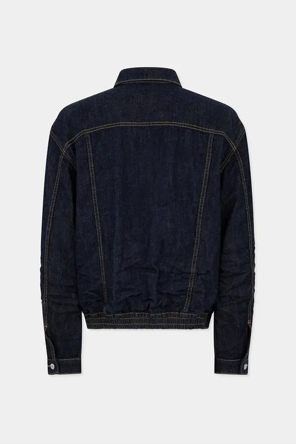 Dsquared2 Dark Wash Denim Bomber Jacket