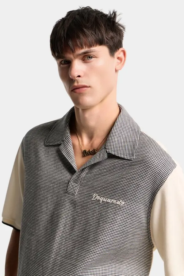 Dsquared2 Virgin Wool Linen Pied De Poule Polo