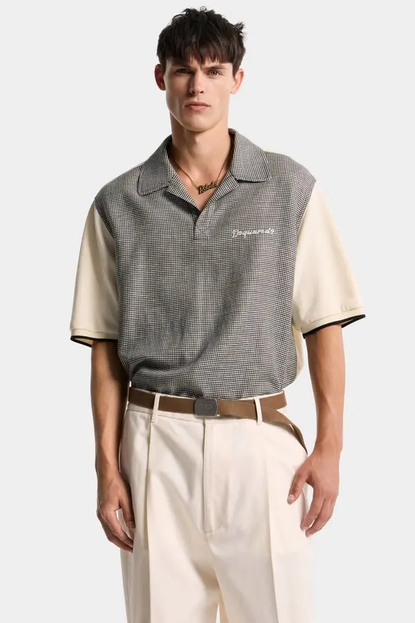 Dsquared2 Virgin Wool Linen Pied De Poule Polo