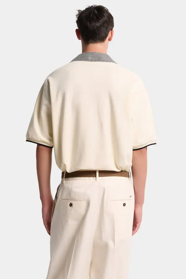 Dsquared2 Virgin Wool Linen Pied De Poule Polo