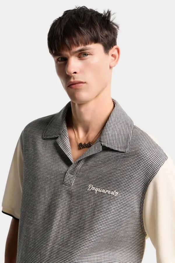 Dsquared2 Virgin Wool Linen Pied De Poule Polo