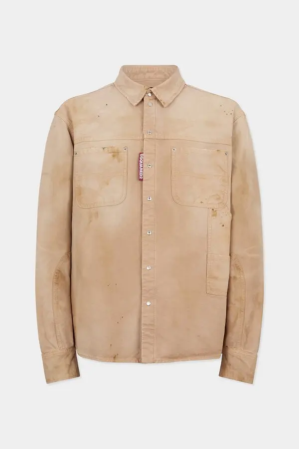 Dsquared2 Garment Dyed Carpenter Shirt With Distressed Finish