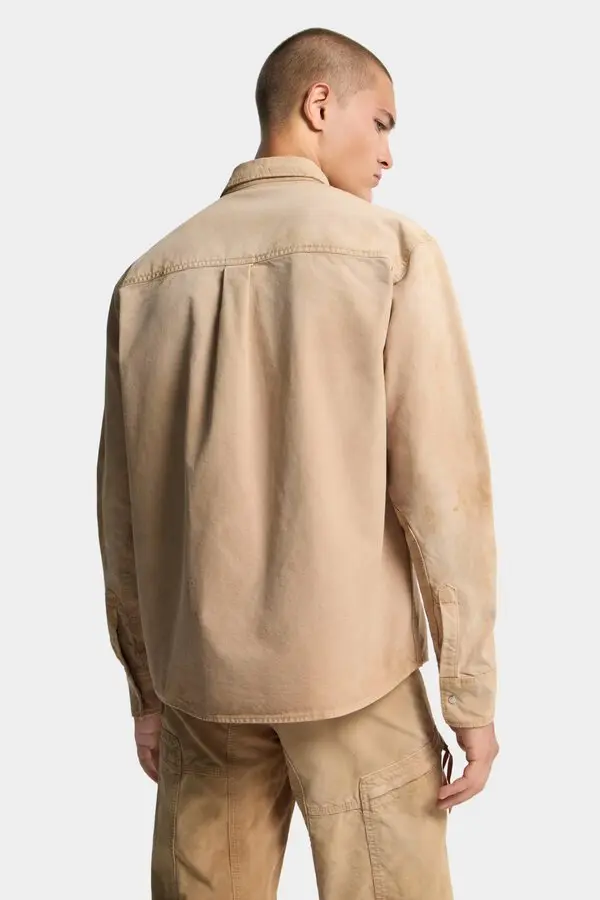 Dsquared2 Garment Dyed Carpenter Shirt With Distressed Finish