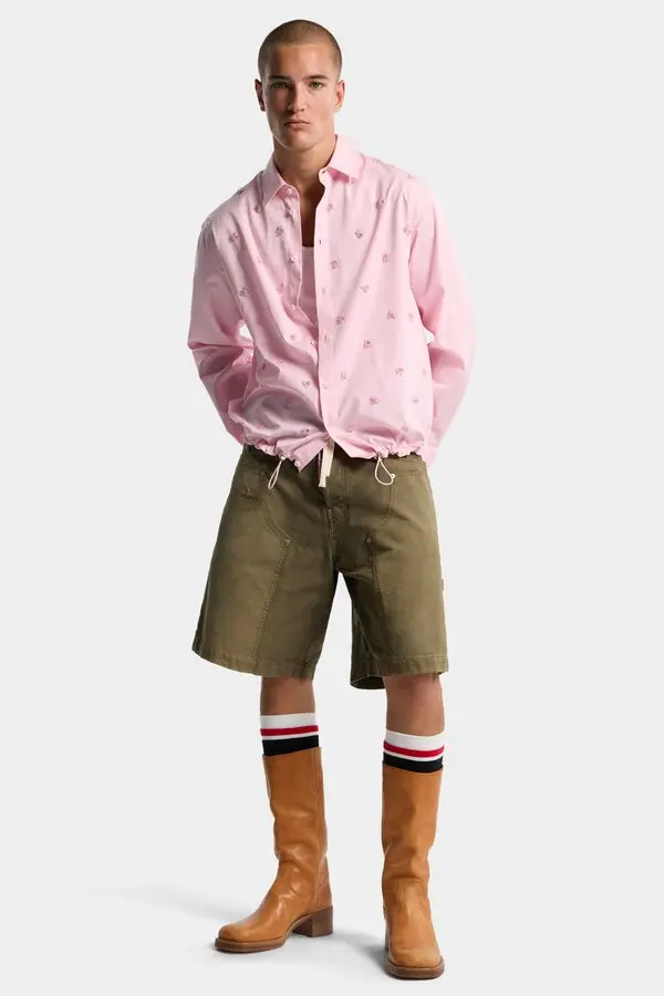 Dsquared2 Embroidered Flower Appliqué Drawstring Shirt