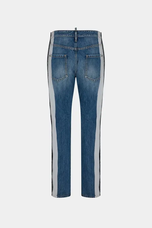Dsquared2 Stone-washed Denim Pants With Contrast Snap Button Leg Detailing