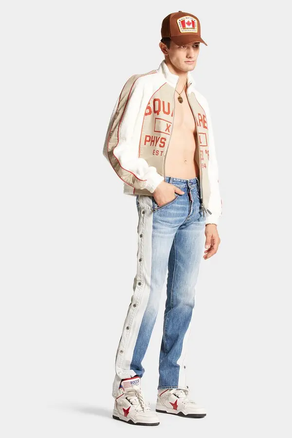 Dsquared2 Stone-washed Denim Pants With Contrast Snap Button Leg Detailing